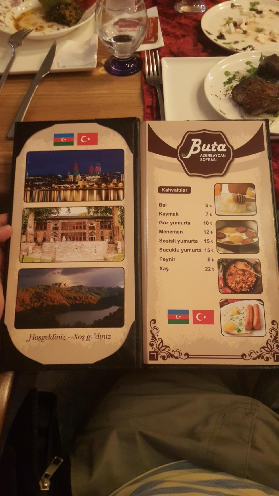 Menu at BUTA Azerbaycan Sofrasi, Istanbul