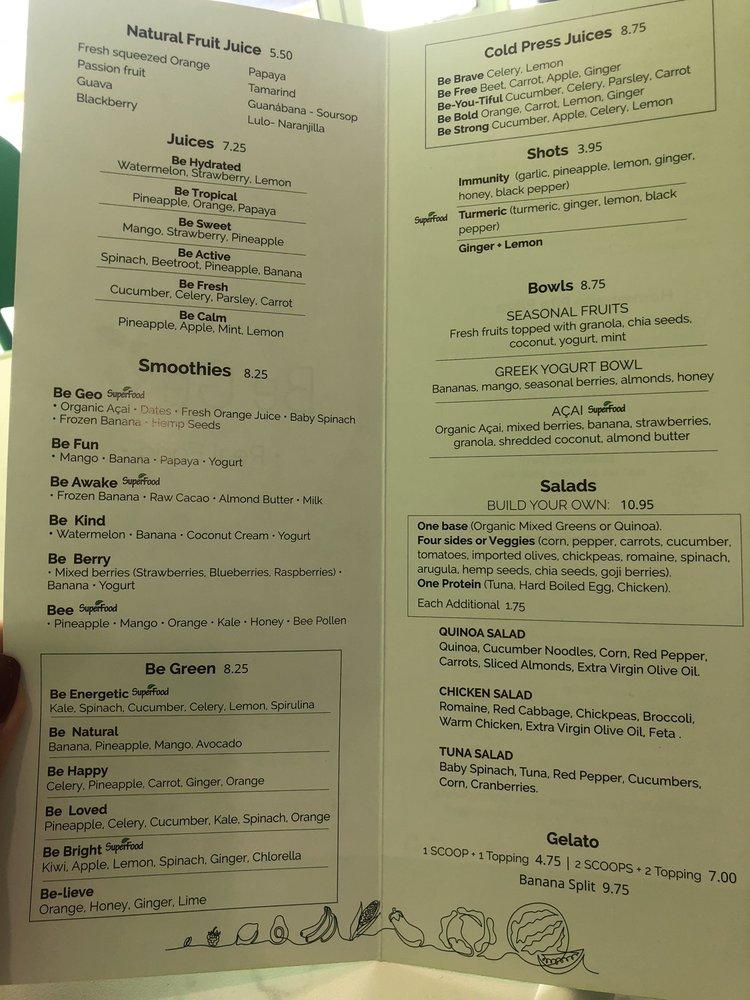 Menu at Be GeO -The Real Food pub & bar, Hollywood