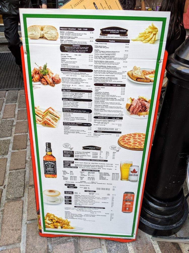 Carta de Resto-Bar-Café-Breakfast LA BARAQUE, Montréal