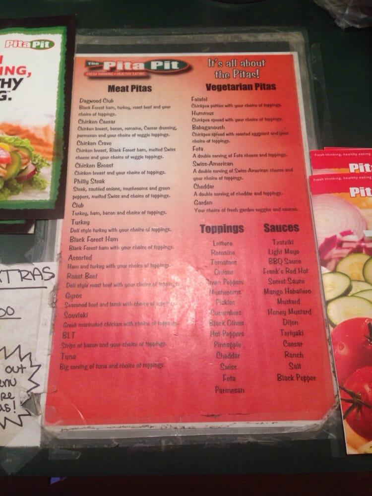 Menu at Pita Pit fast food, Chico