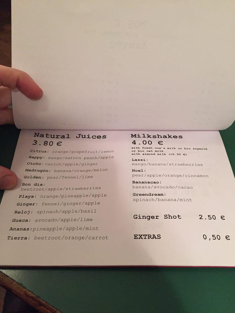 Menu at Quinoa Bar Vegetarià, Barcelona