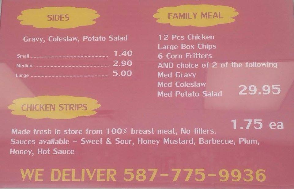 Menu at Chicken On The Way restaurant, Airdrie, -2800 Main Street SE