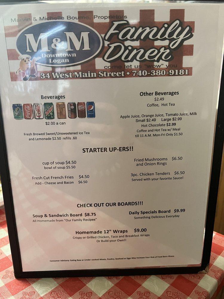 Menu at M & M Family Diner restaurant, Logan, 34 W Main St