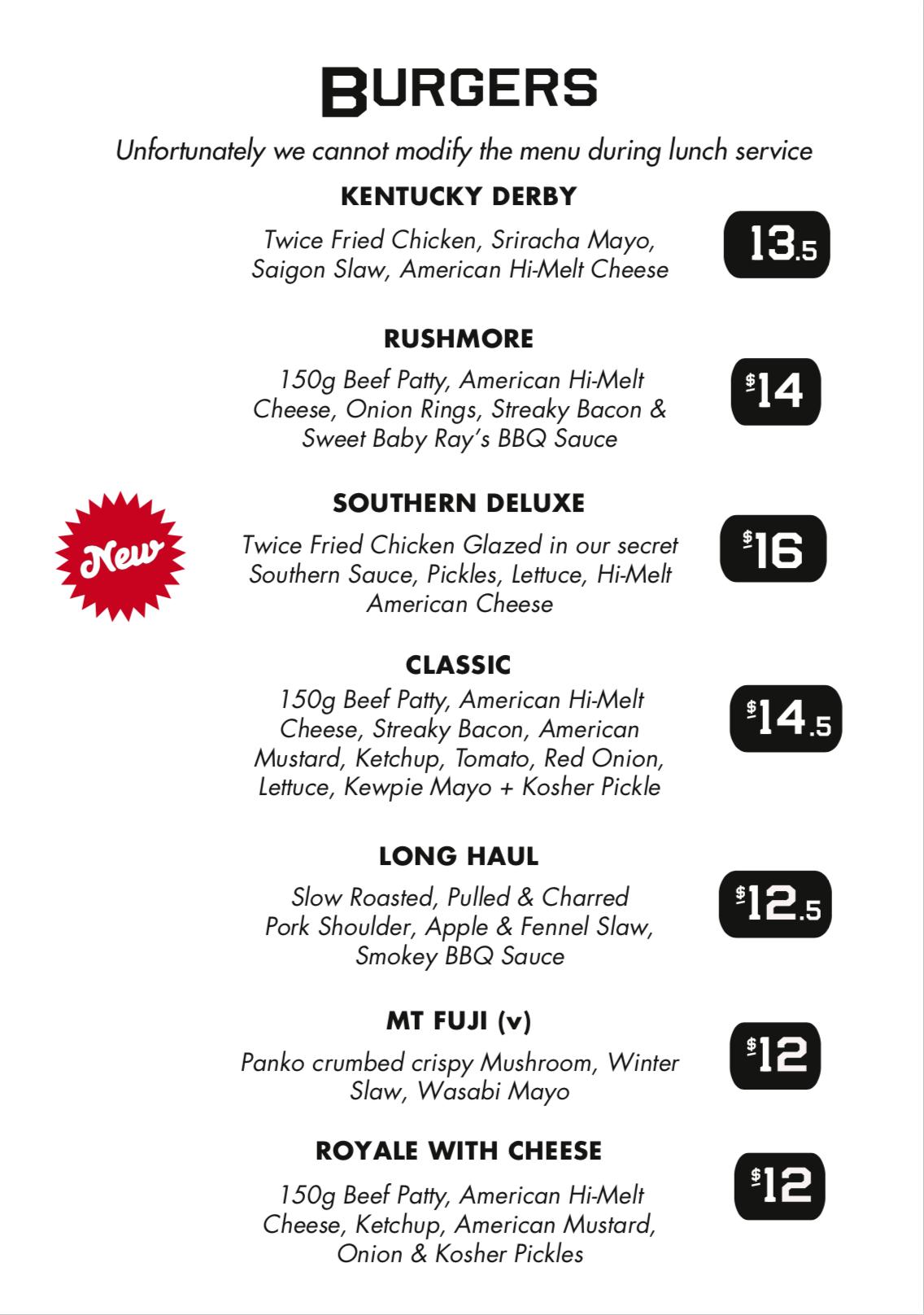 Menu at Saving Grace pub & bar, Melbourne