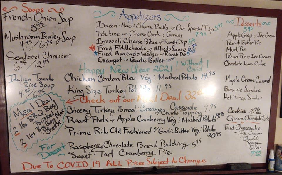 Menu at White Wolf Inn restaurant, Eustis