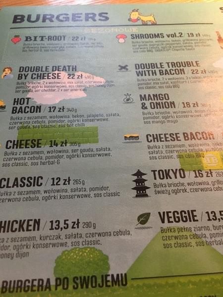 Menu at Bobby Burger restaurant, Kraków, Bożego Ciała 14/2