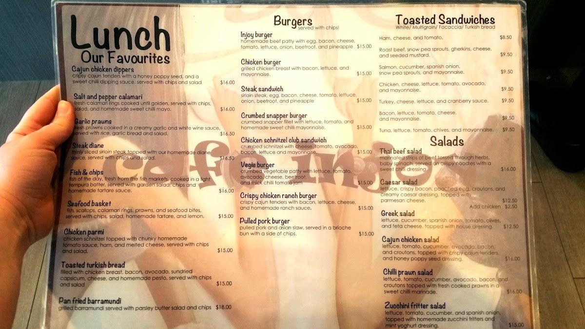 Menu at Cafe Injoy, Nicholls