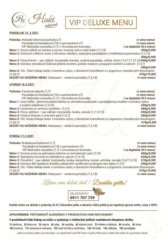 Menu at Haki Kebap&Pizza restaurant since 2008, Stupava