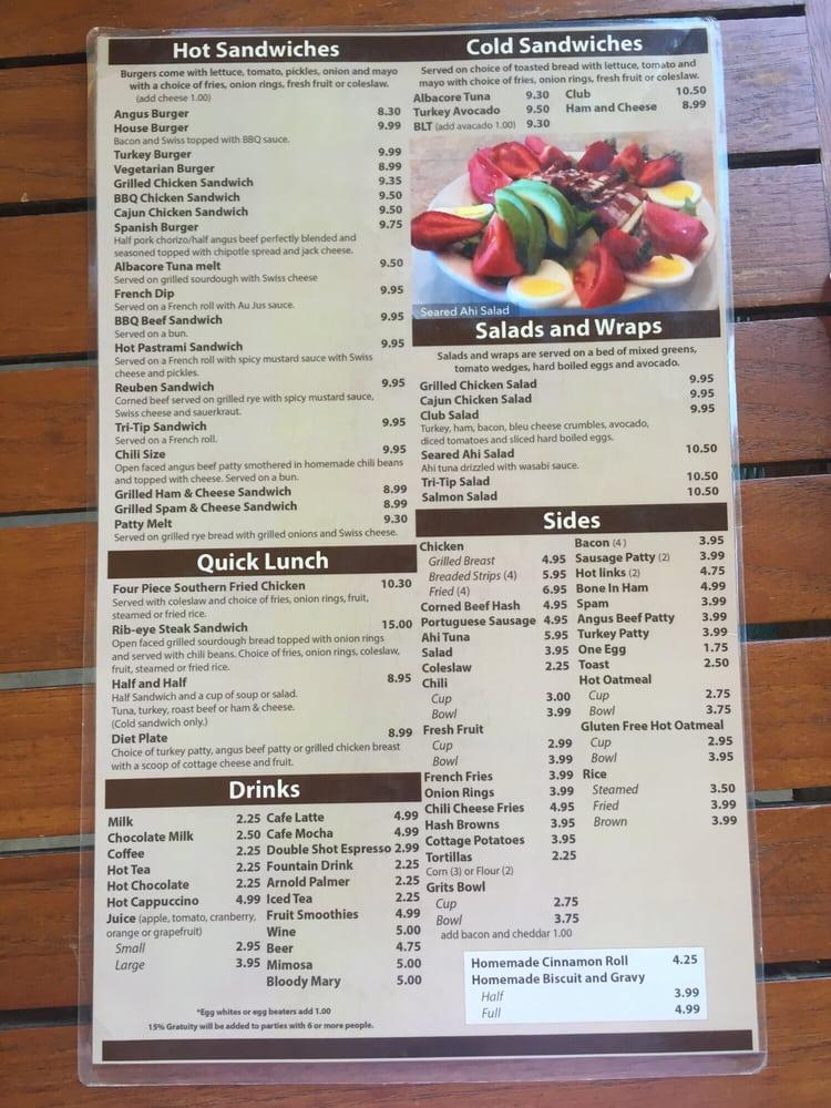 Menu at Hidden Cafe, Camarillo