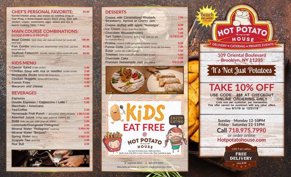 Menu at Hot Potato House restaurant, New York City