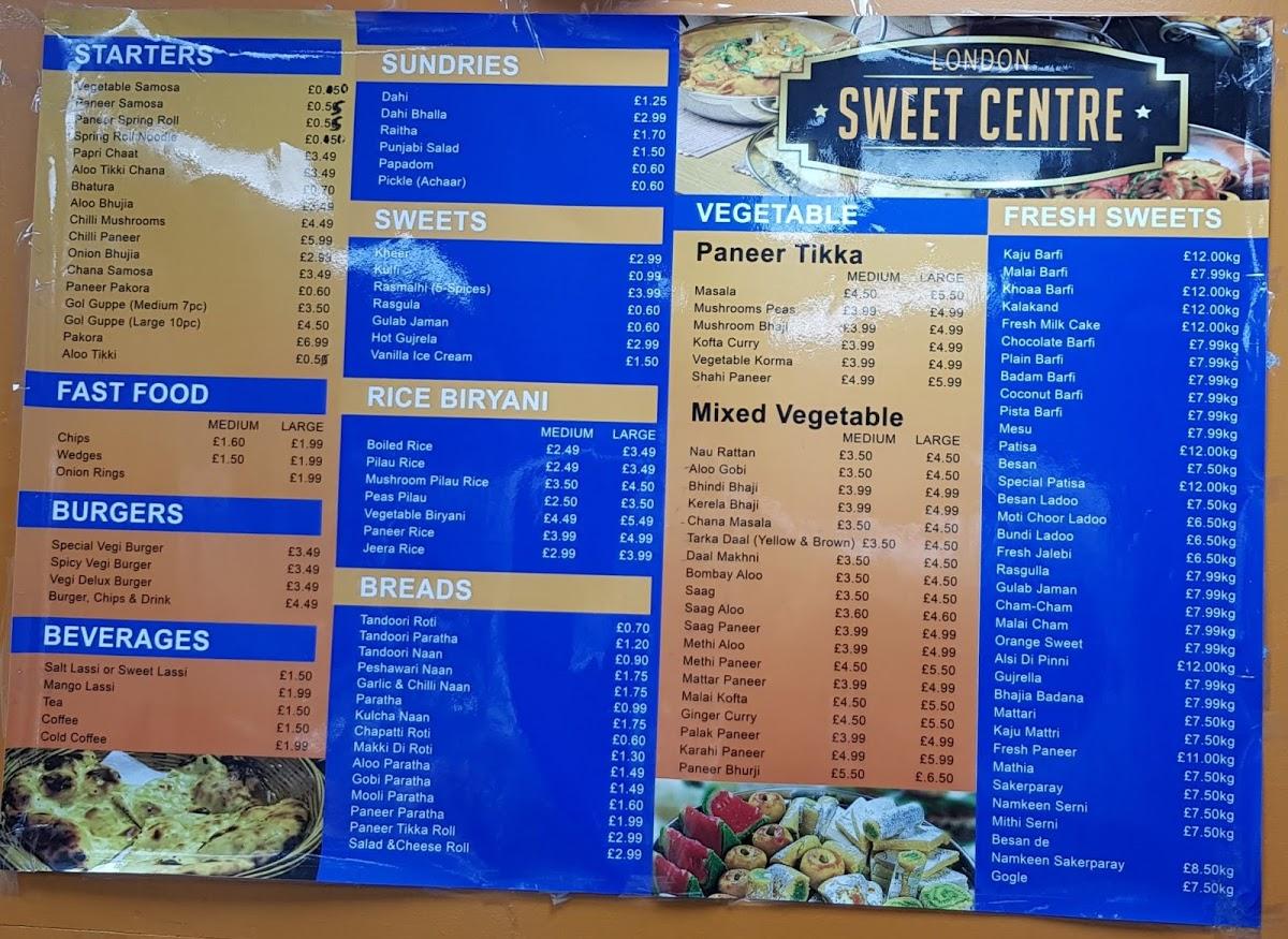 Menu at London Sweet Centre restaurant, Bedford