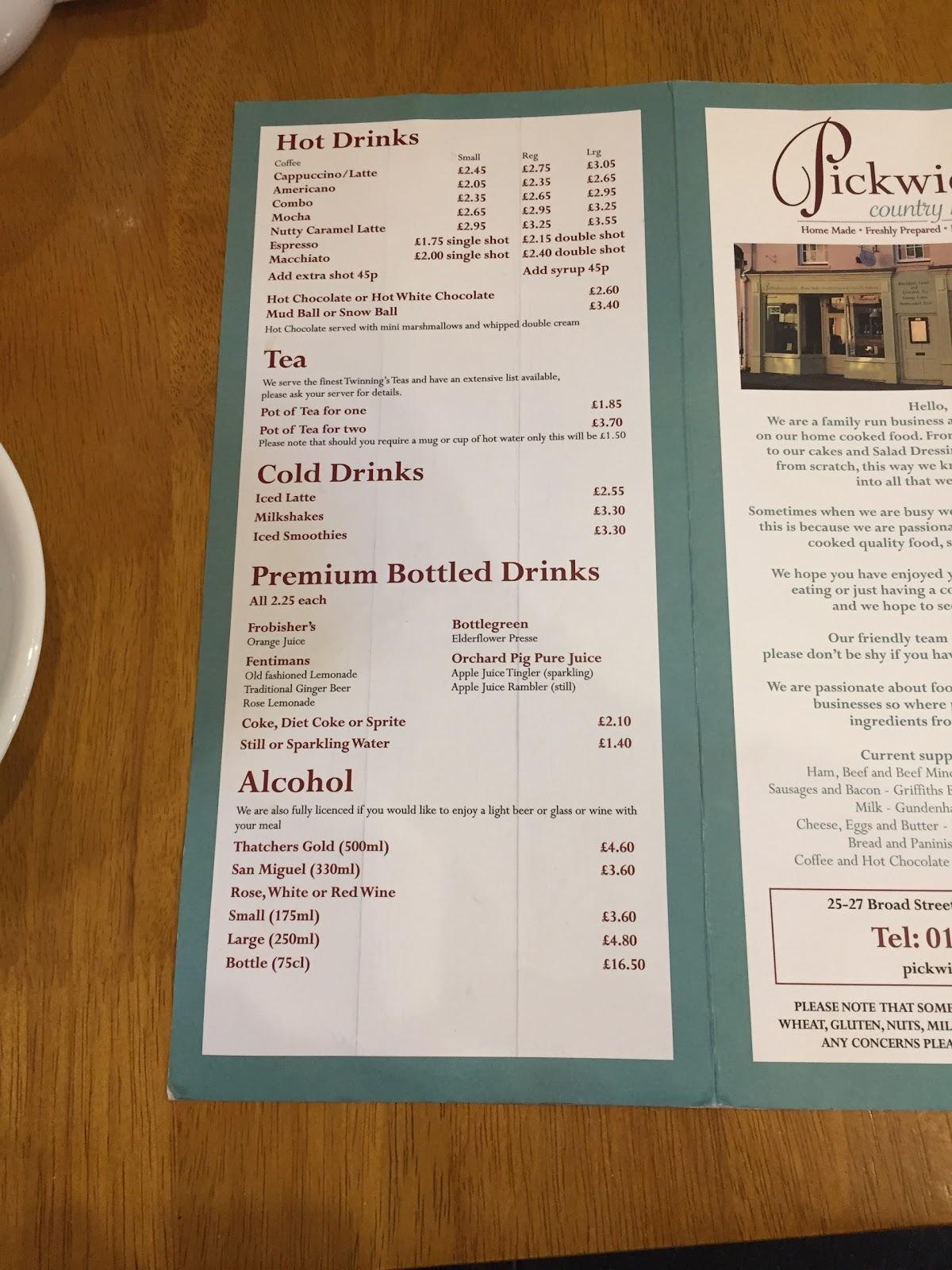 Menu at Pickwicks Country kitchen pub & bar, Wells