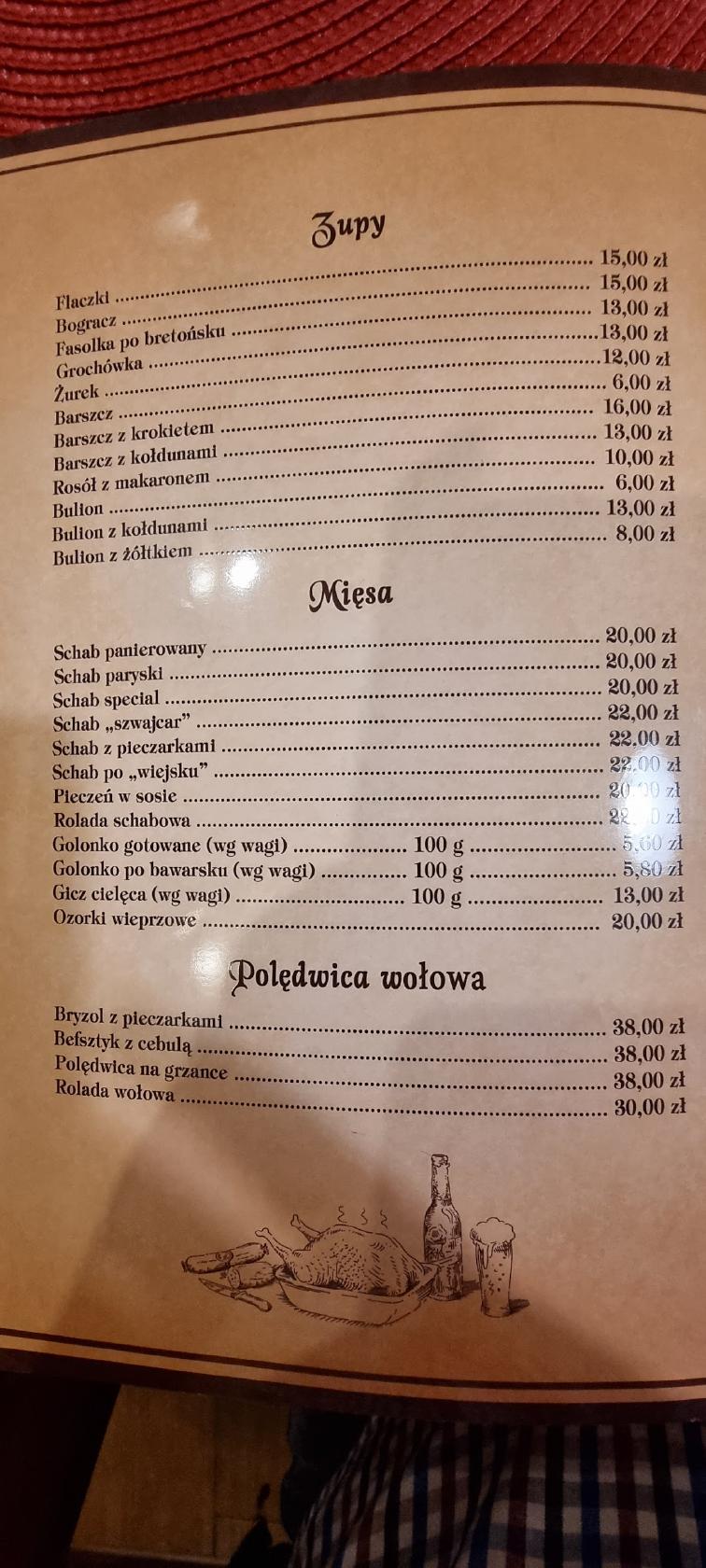 Menu at Restauracja Pod Kasztanem restaurant, Tychy