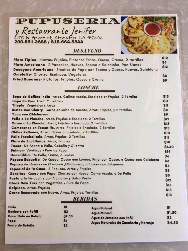 Menu at Pupusería & Restaurante Los Latinos, Stockton
