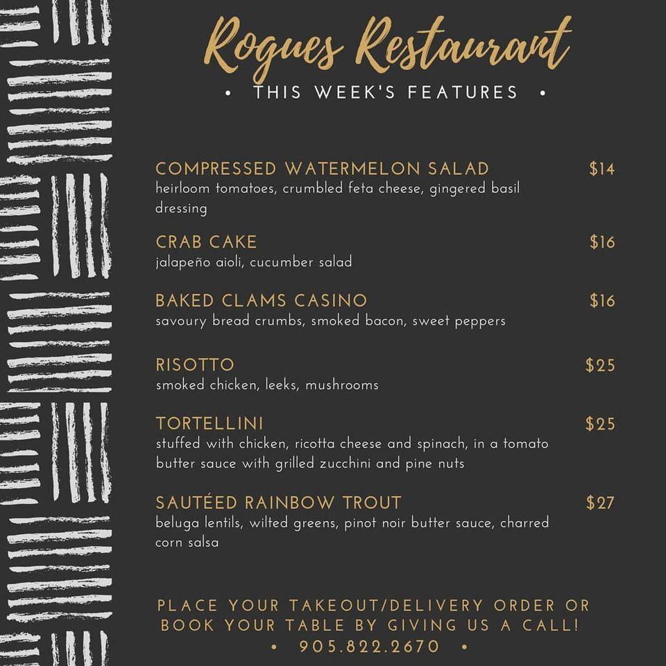 Menu at Rogues Restaurant - Fine Dining Restaurant, Mississauga