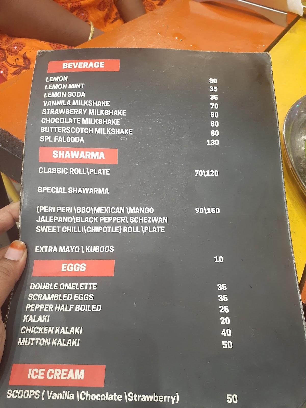 Menu at Taste on Truck TNT, Coimbatore