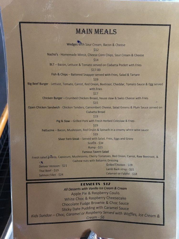 Menu at Turangi Tavern pub & bar, Turangi