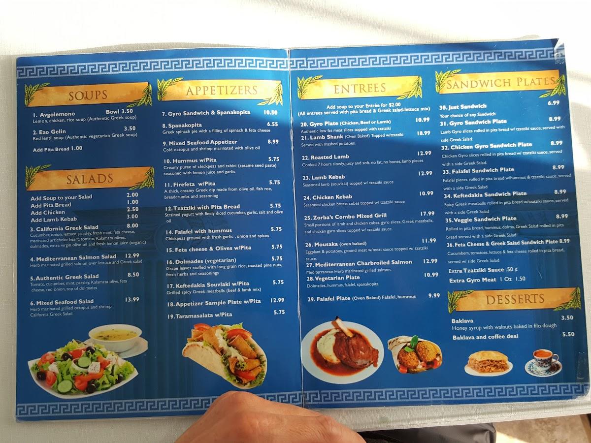 Menu at Athena Gyro restaurant, Palm Desert