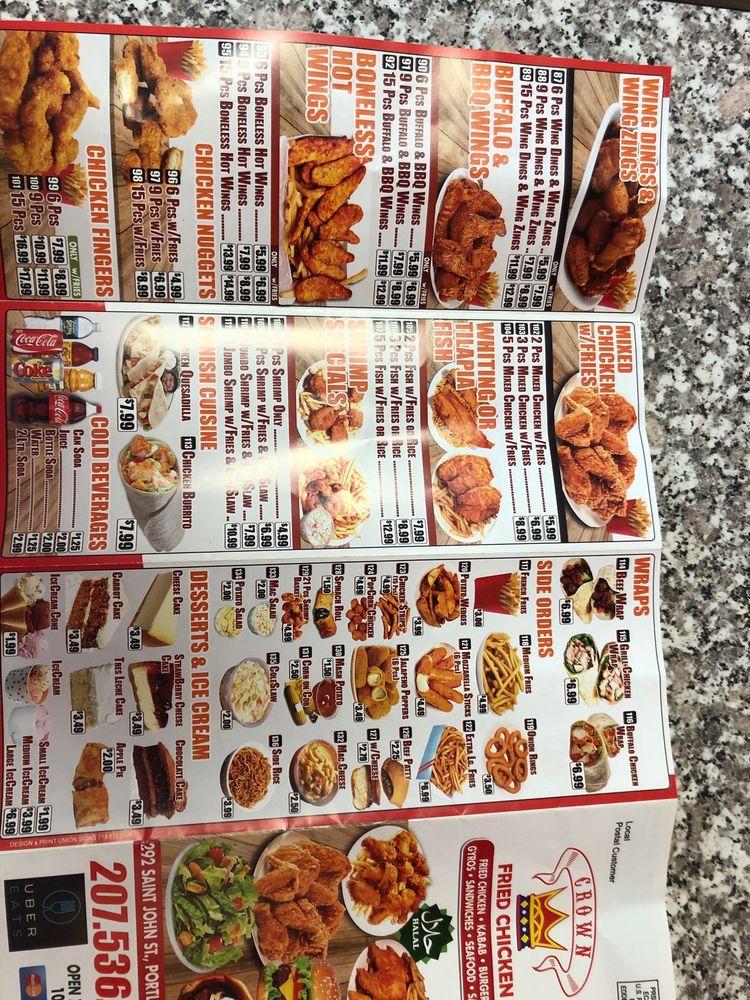 Menu at Crown Fried Chicken pizzeria, Portland, 408 Forest Ave