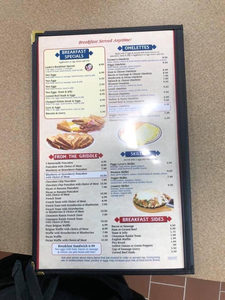 Menu at Lasko’s Restaurant, Bay City