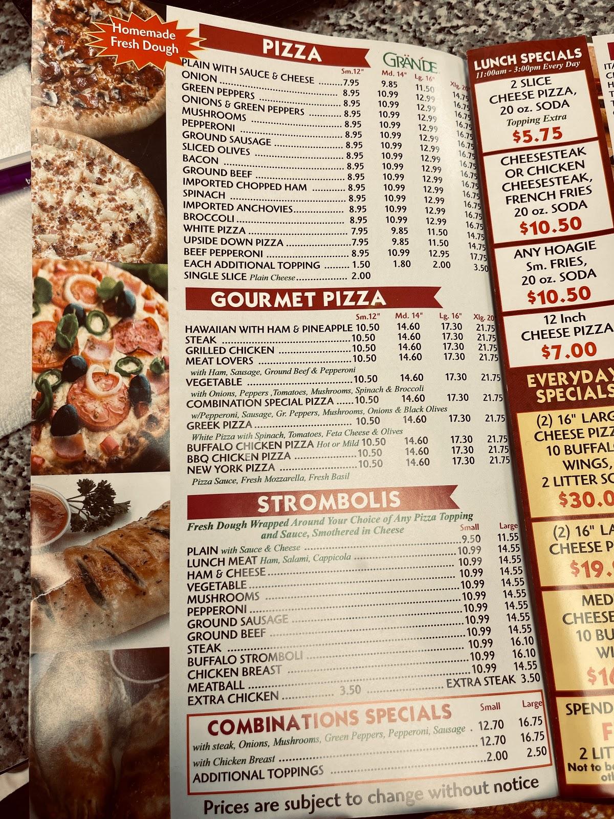 Menu at Queen of Pizza pizzeria, Darby