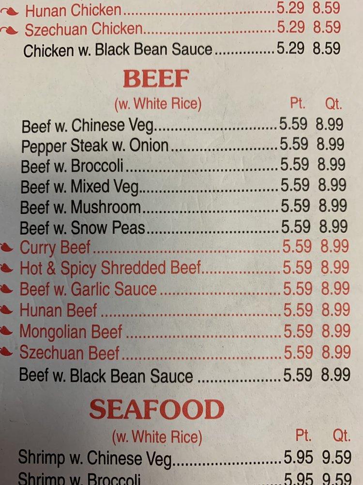 Menu at Sunrise China restaurant, Maryville