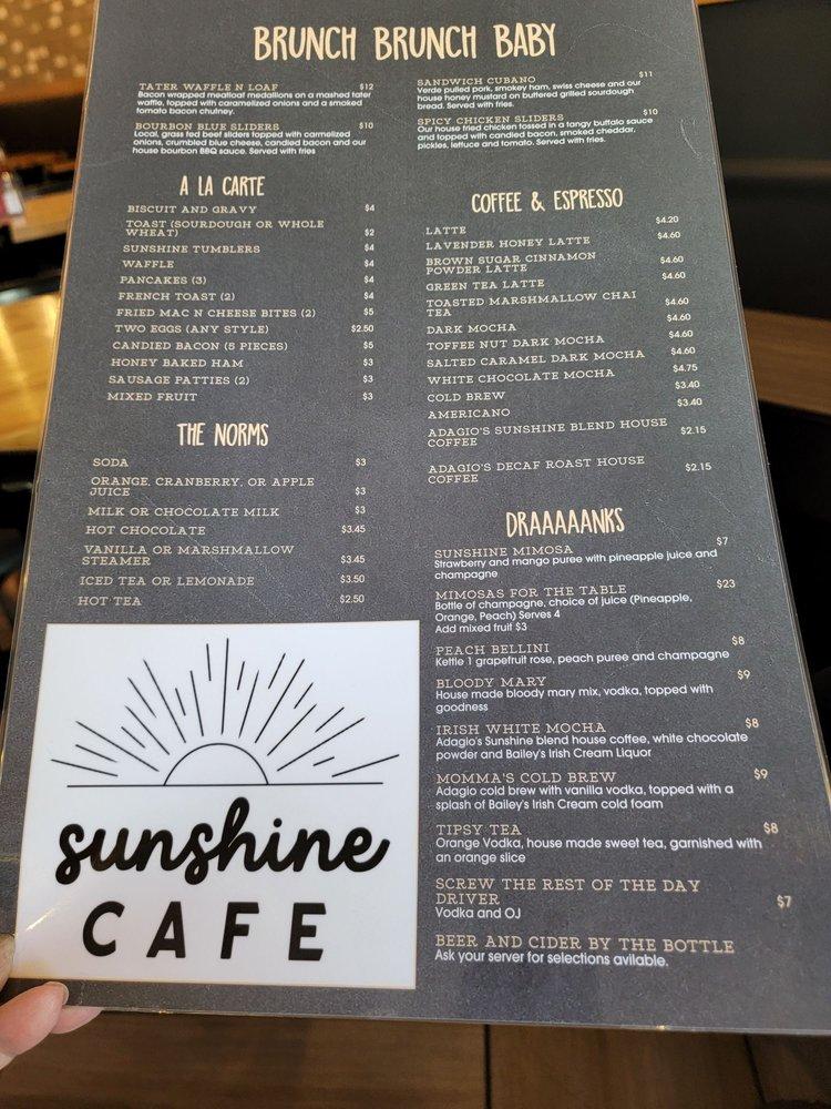 Menu at Sunshine Cafe, Sequim