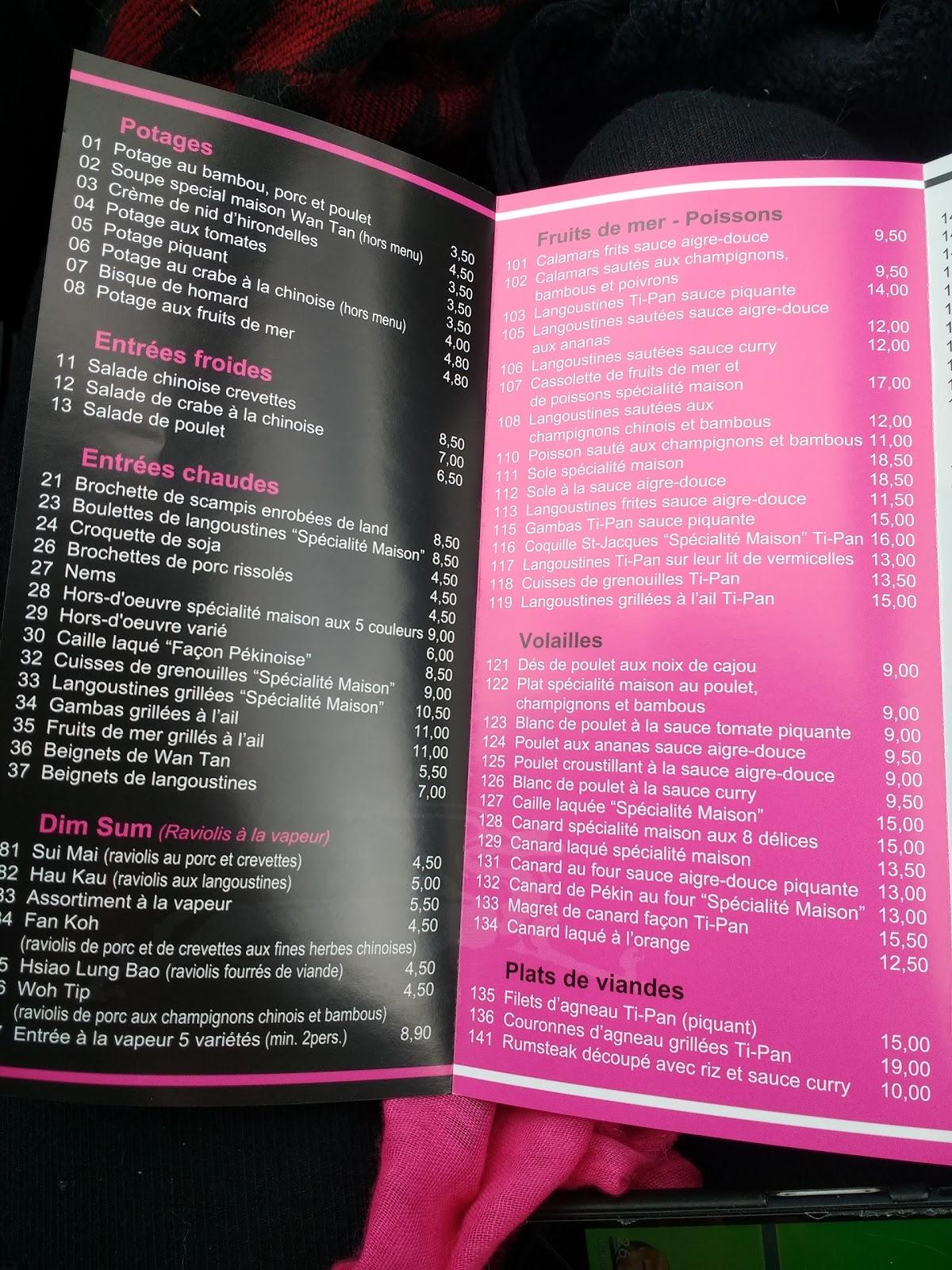 Menu au Chez Zhou, Awans