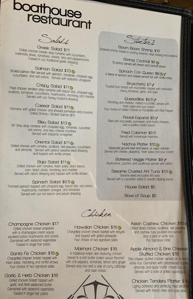 Menu at Boathouse Restaurant, Winona Lake