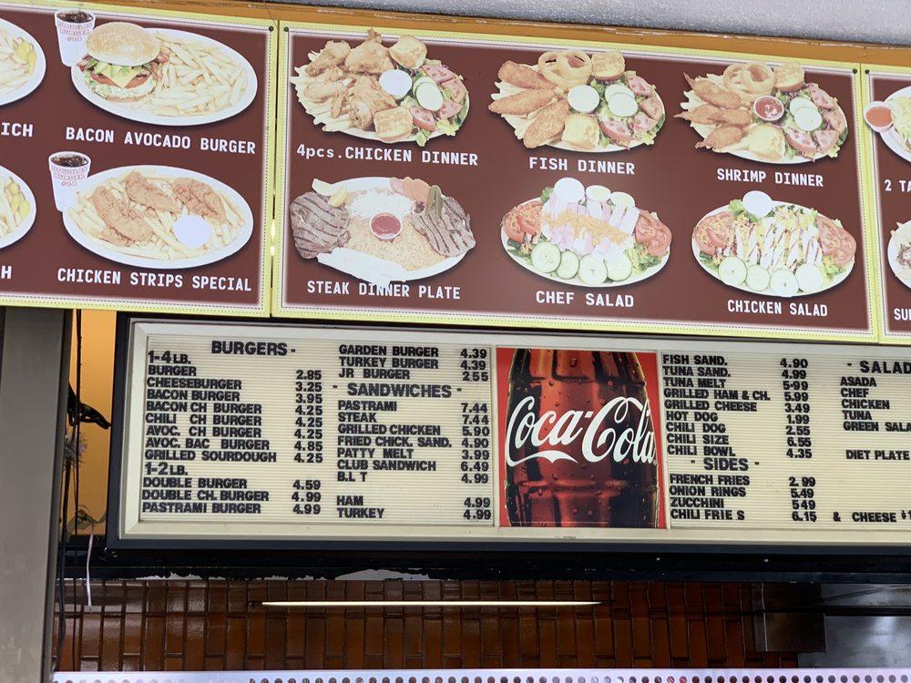 Menu at Douglas Burgers fast food, Maywood
