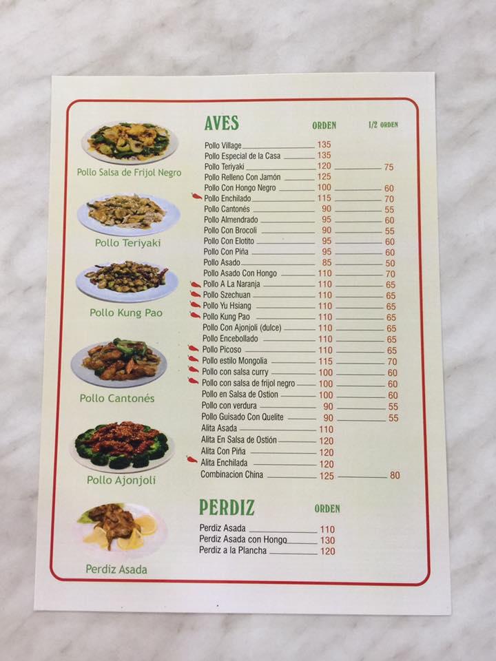 Menu at FOOD VILLAGE restaurant, Tijuana