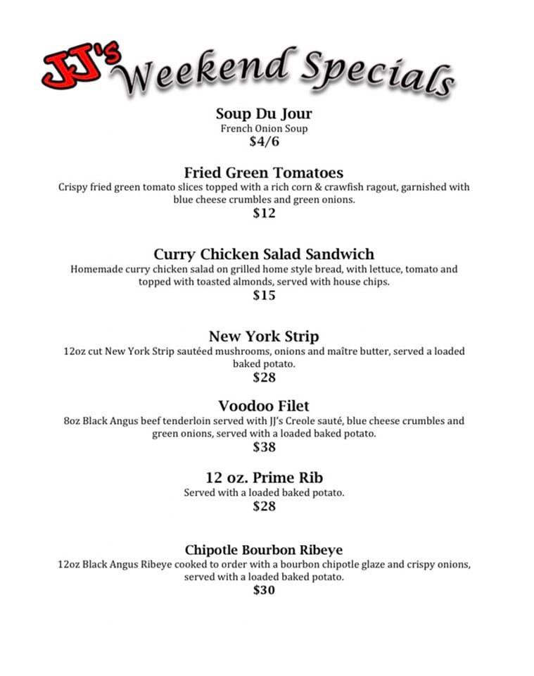 Menu at JJ's Restaurant & Sports Bar, Abingdon