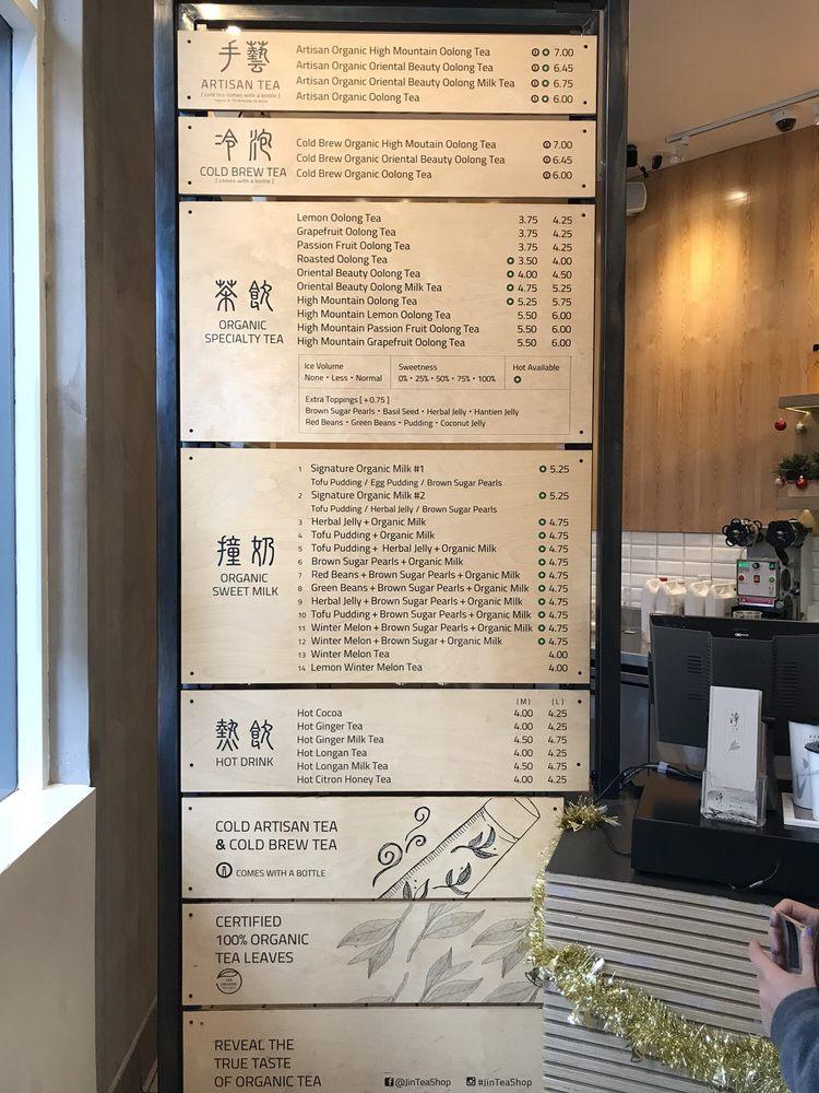 Menu at Jin Tea Shop restaurant, Pasadena