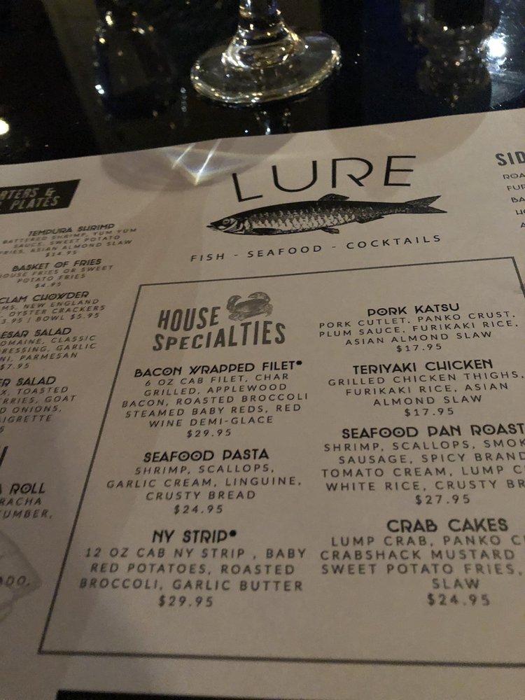 Menu at LURE Restaurant, Sister Bay