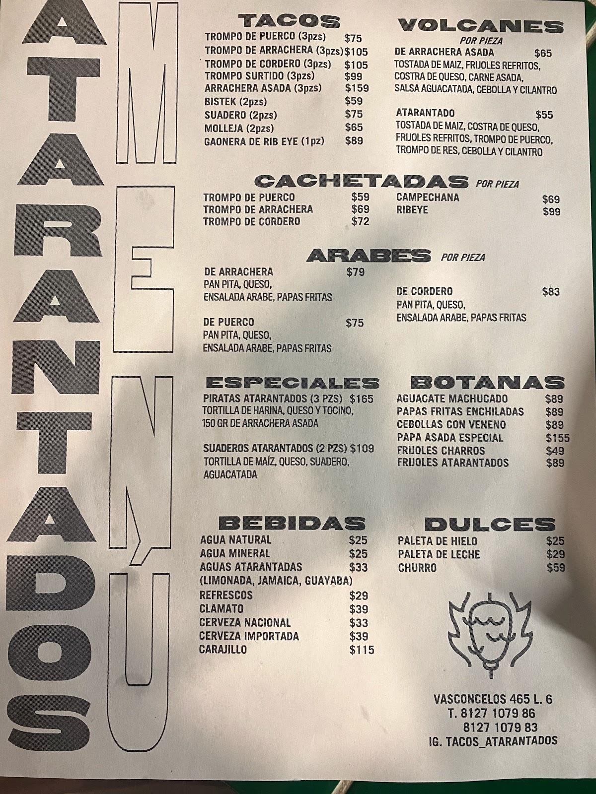 Carta del restaurante Tacos Atarantados, San Pedro Garza García, Av ...