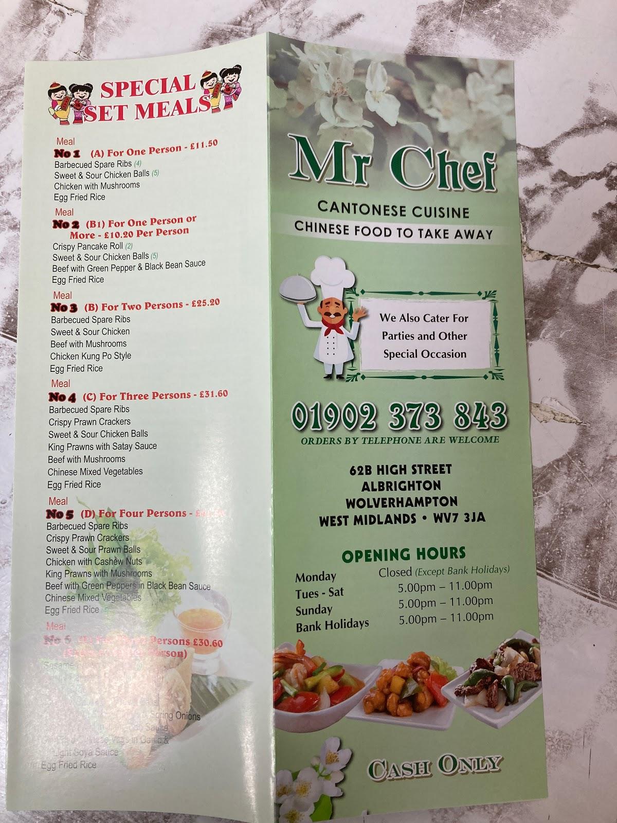 Menu at Mr Chef fast food, Albrighton, 62B High St