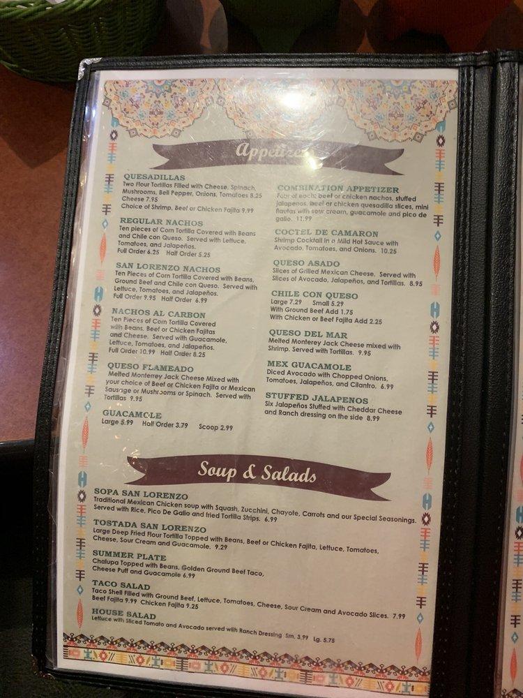 Menu at San Lorenzo #2 restaurant, League City, FM646