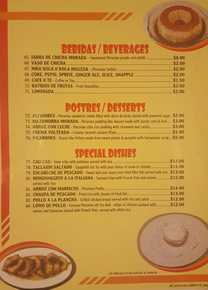 Menu at Super Pollo restaurant, Brick