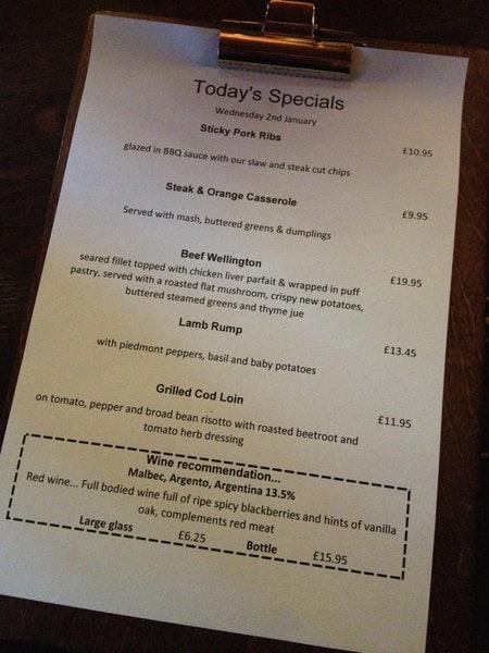 Menu at The Willy Wicket pub & bar, Bristol