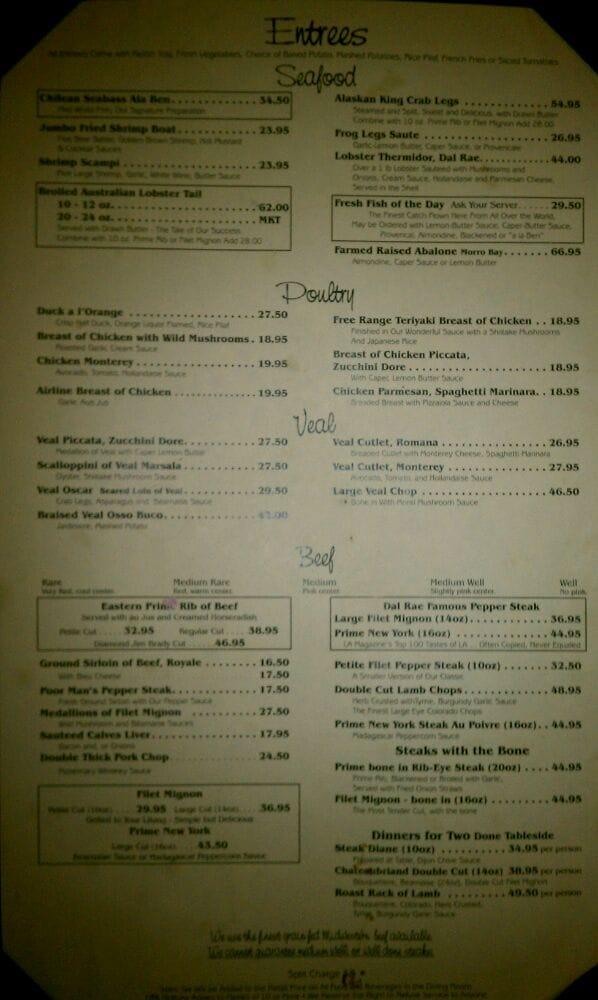 Menu at Dal Rae Restaurant, Pico Rivera