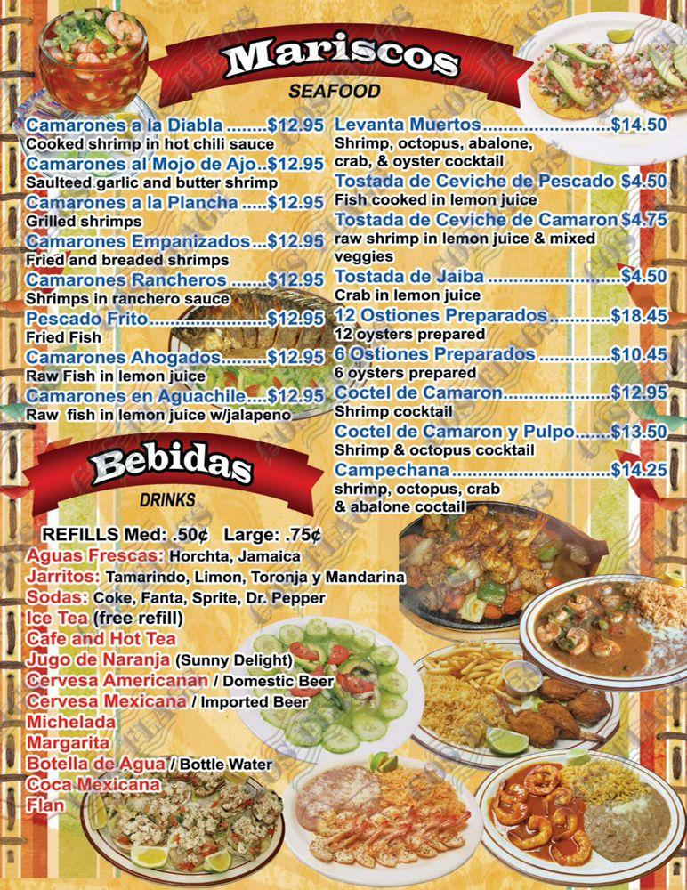 Menu at La Perla Tapatia Restaurant, Delano