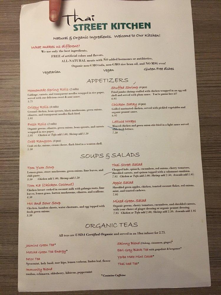 Menu at Thai Street Kitchen restaurant, Bloomfield Hills