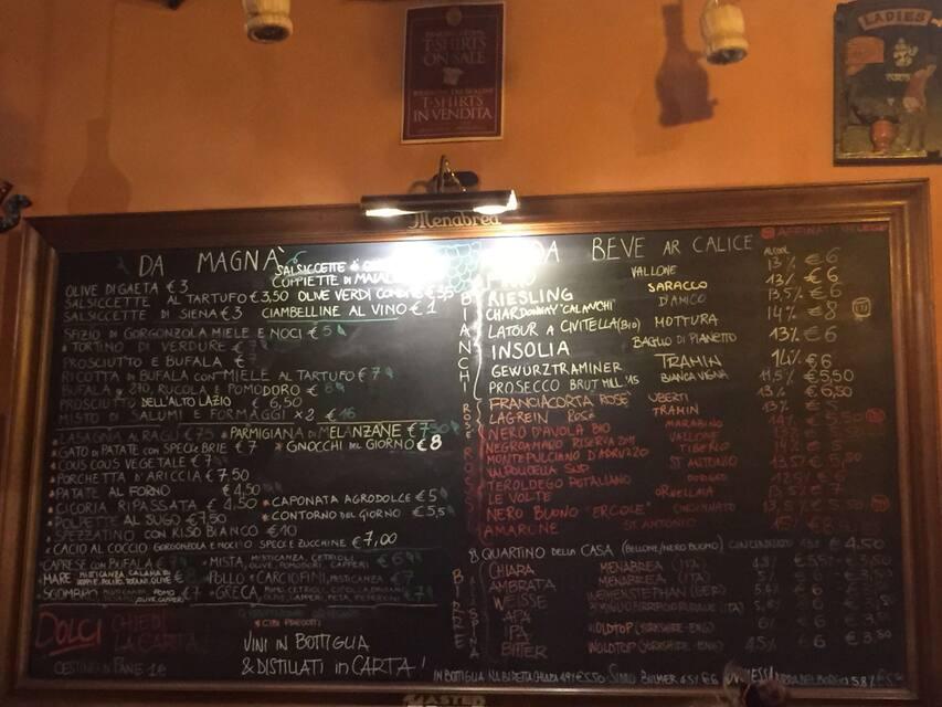 Menu at Ai Tre Scalini pub & bar, Rome, Via Panisperna