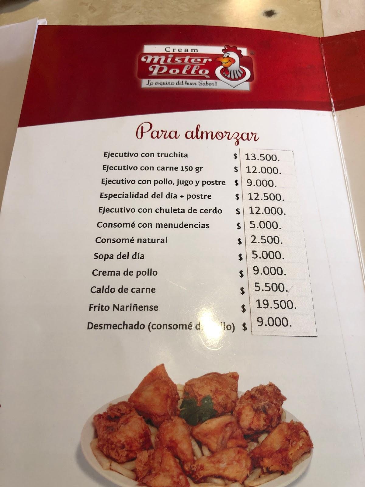 Carta del restaurante Cream Mister Pollo, Pasto, Cl. 17 #25-103