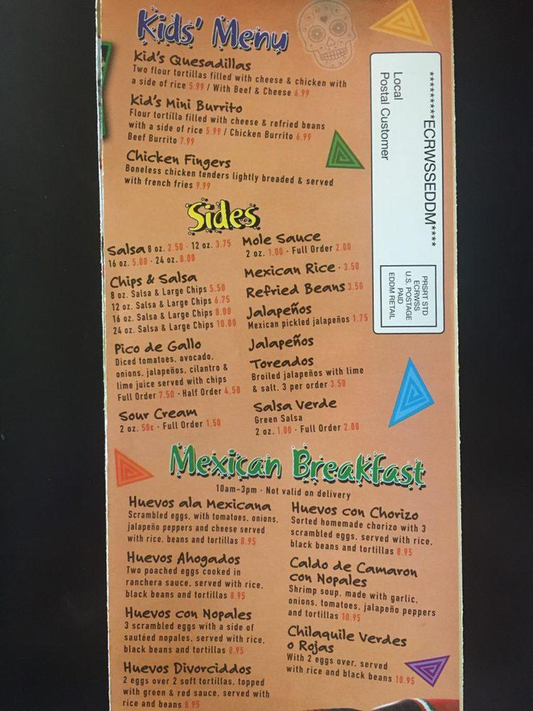 Menu at El Tipico restaurant, Somers Point