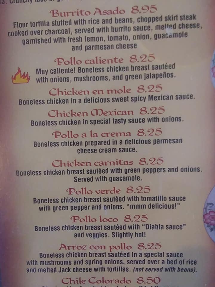Menu at Guadalajara Grill restaurant, Jefferson