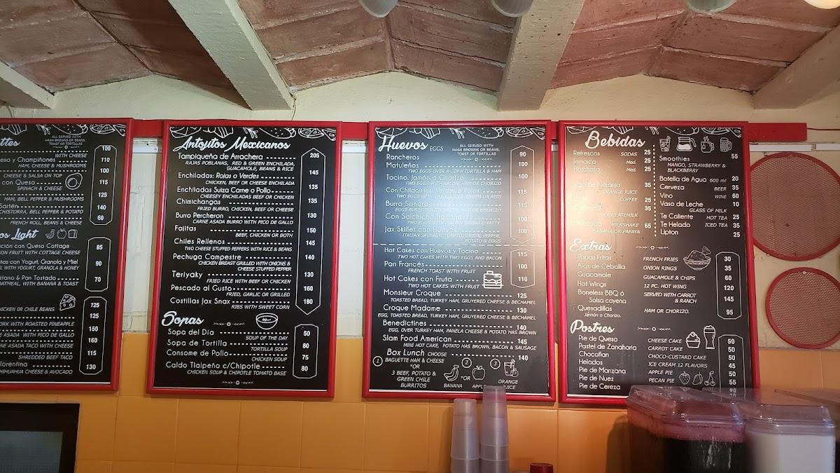 Menu at Jax Snax Restaurant, San Carlos, Plaza Comercial Creston