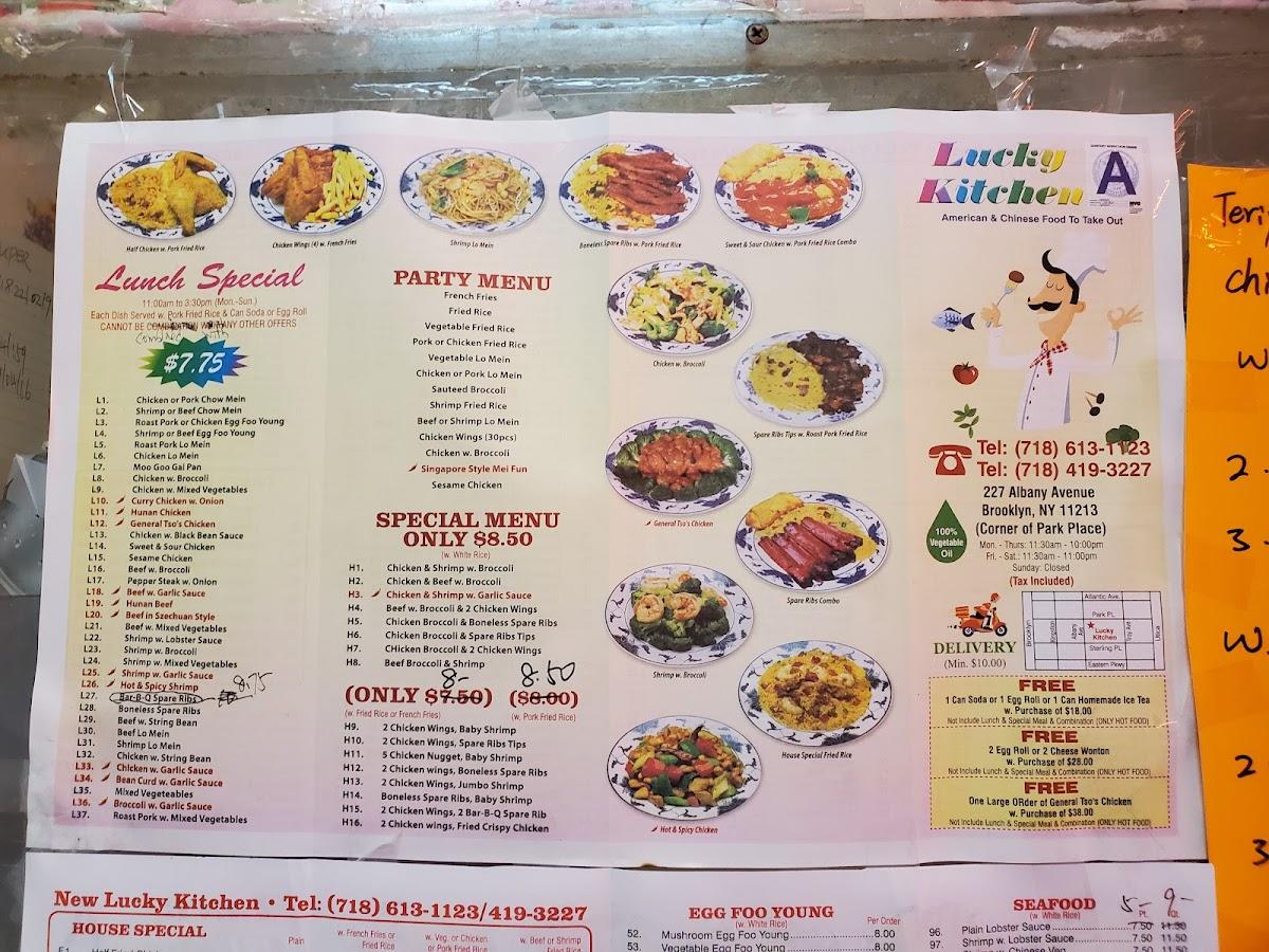 Menu at Lucky Chan Kitchen restaurant, New York City, 227 Albany Ave