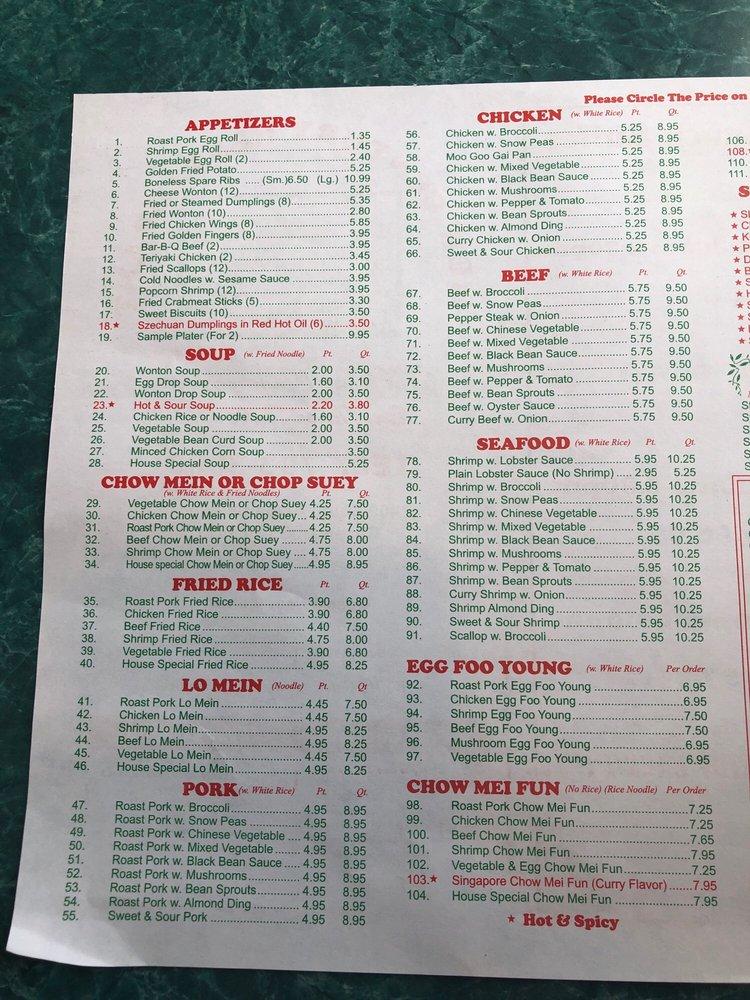 Menu at New Century Restaurant, Chesnee, 400 S Alabama Ave