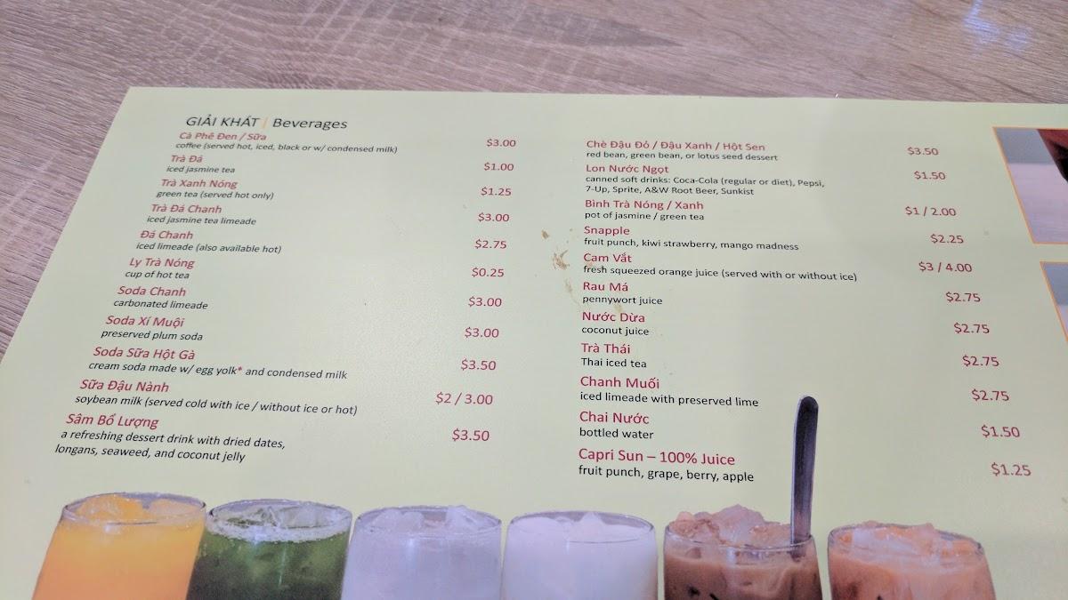 Menu at Phở 86 Restaurant, Westminster, Brookhurst St